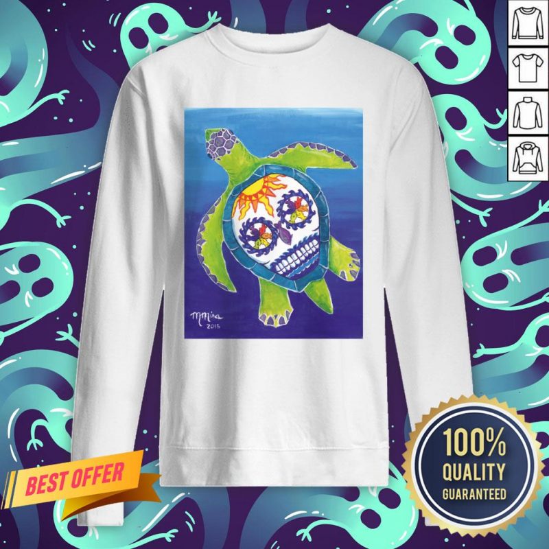 Day Of The Dead Sugar Skull Sea Turtle Shirt - Meteoritee