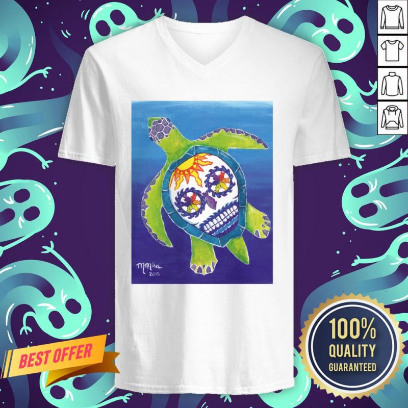 Day Of The Dead Sugar Skull Sea Turtle Shirt - Meteoritee